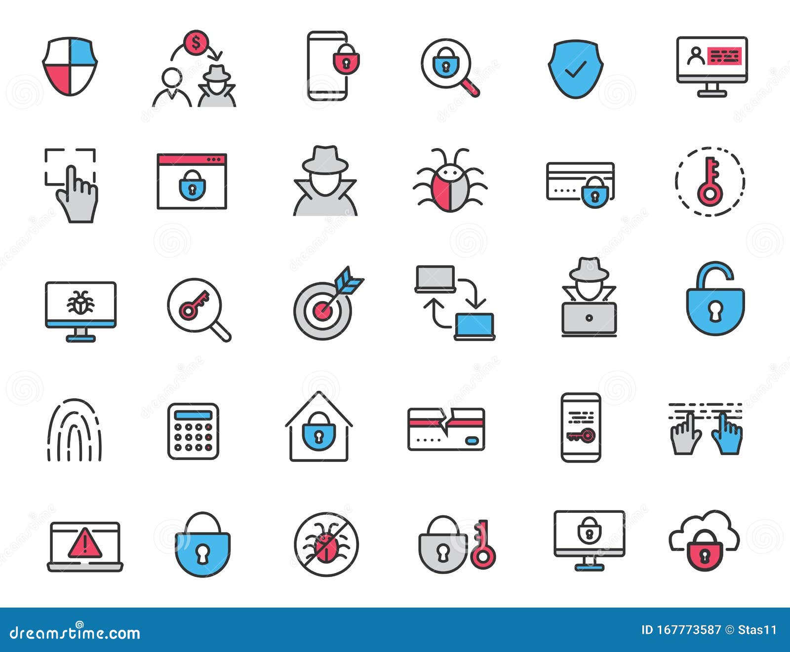 Set Of Linear Criminal Icons. Security Icons In Simple Design Cartoon ...