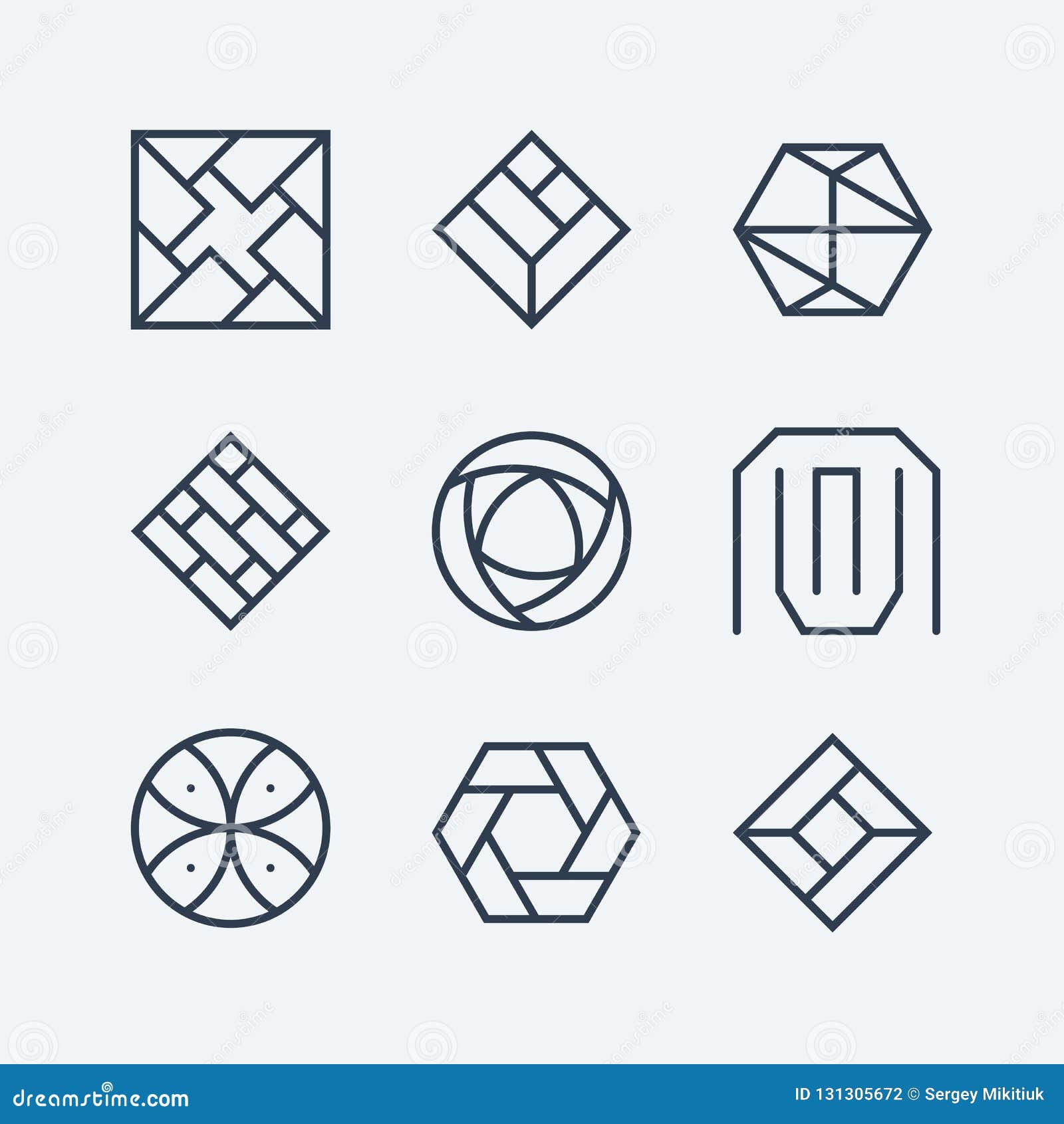 Set of the Linear Design Elements, Emblems, Labels and Signs Stock ...
