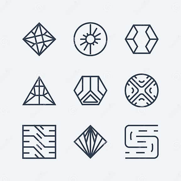 Set of the Linear Design Elements, Emblems, Labels and Signs Stock ...