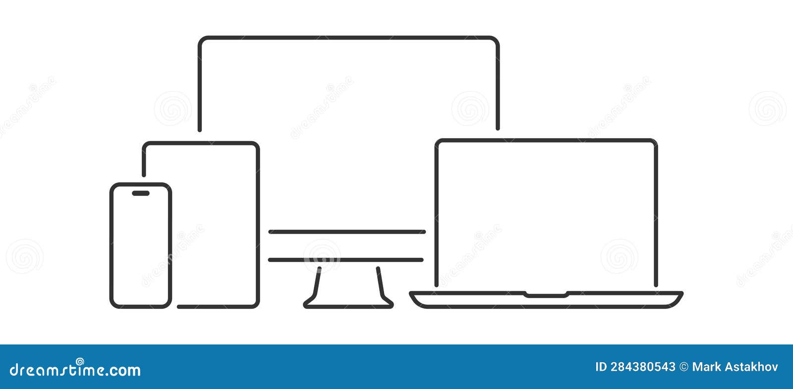 Set of Linear Device Icon. Computer Laptop Tablet Smartphone Watch ...