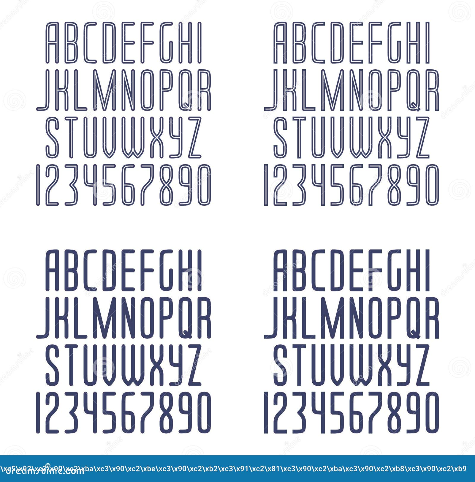 Set of linear fonts stock vector. Illustration of design - 71632256