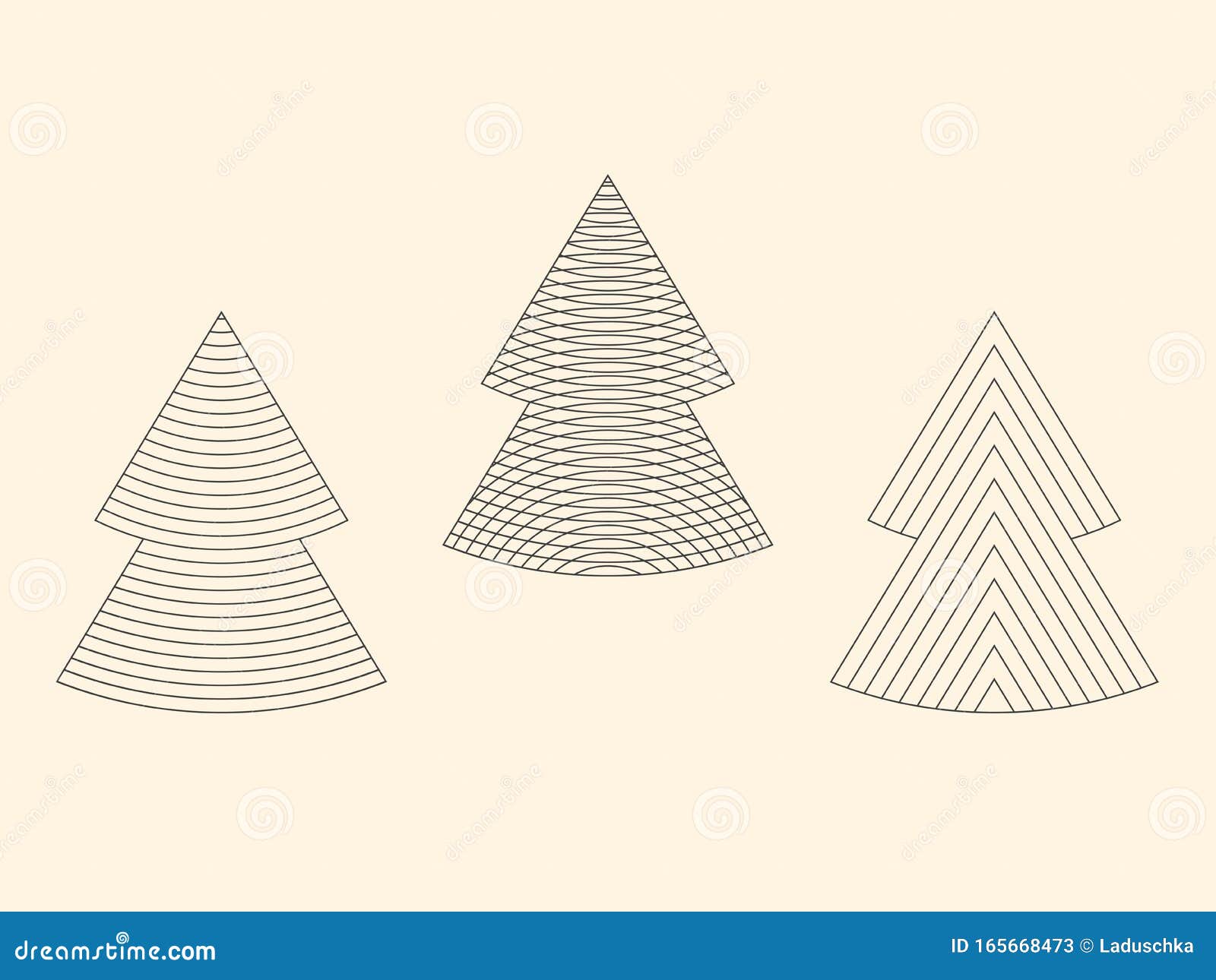 Set of Linear Graphic Stylized Christmas Trees Stock Vector ...