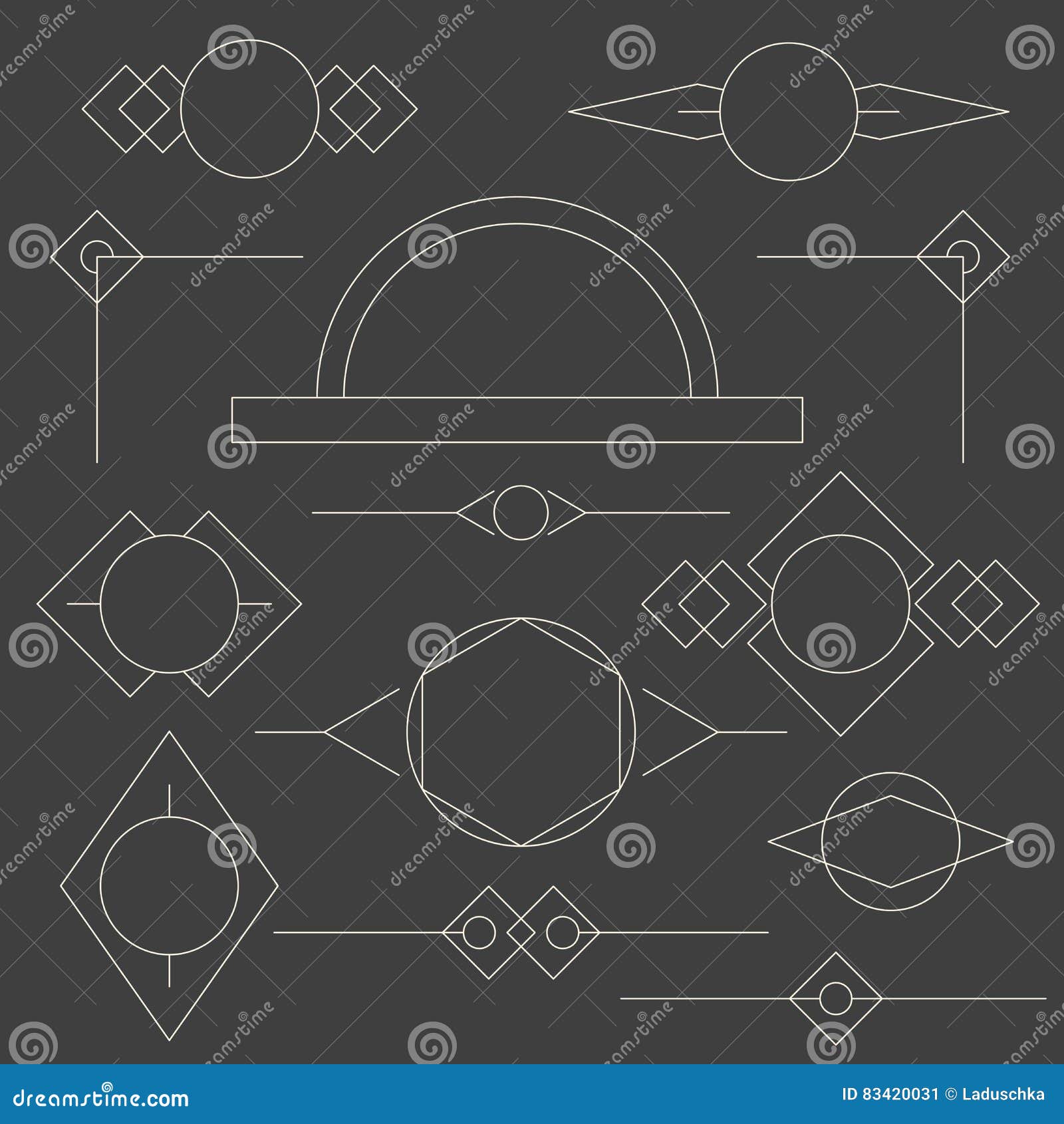 Set of Linear Graphic Stylized Frames and Borders Stock Vector ...