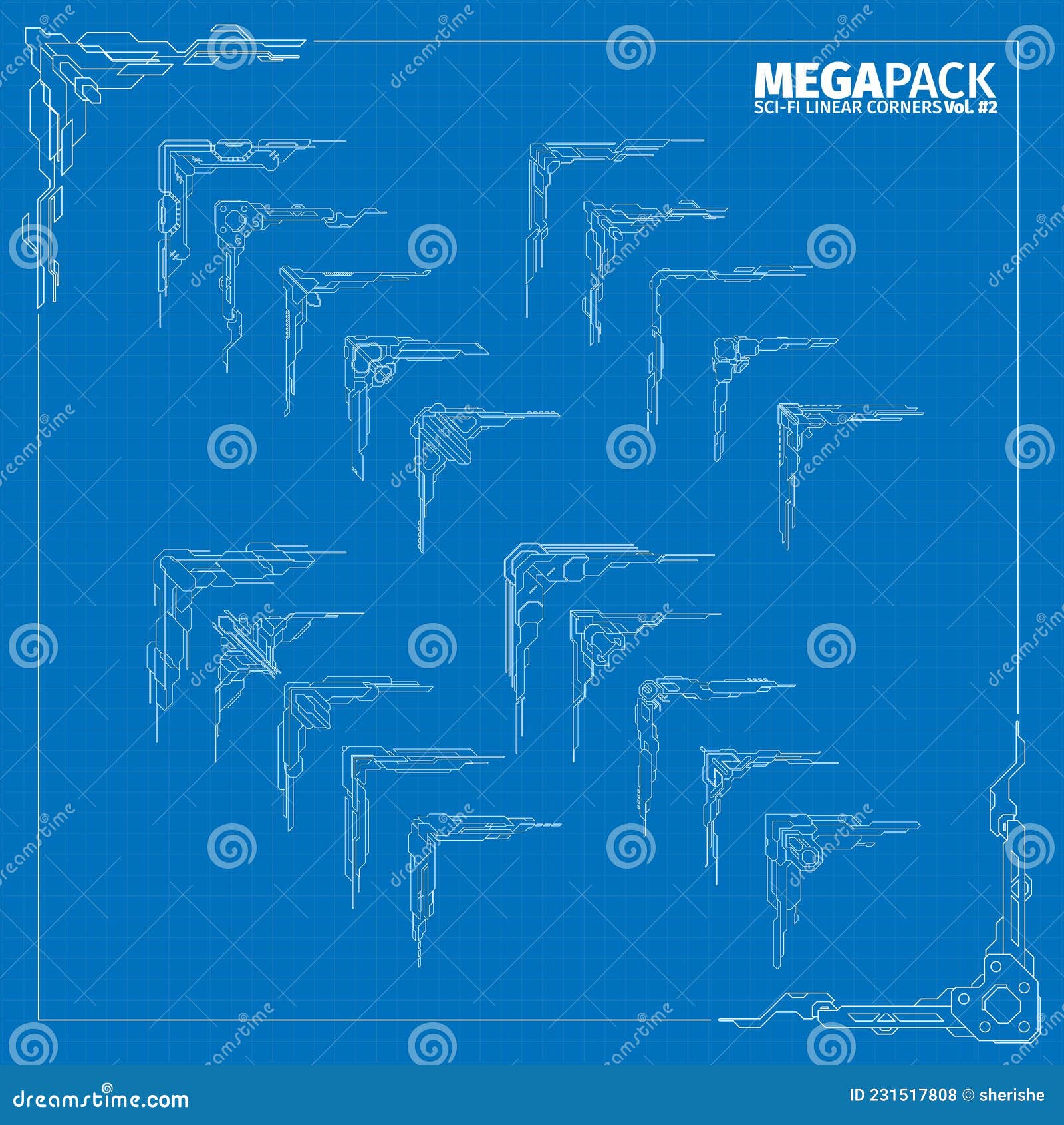 Set of Linear High-tech Corners for Decoration Window Interface Design ...