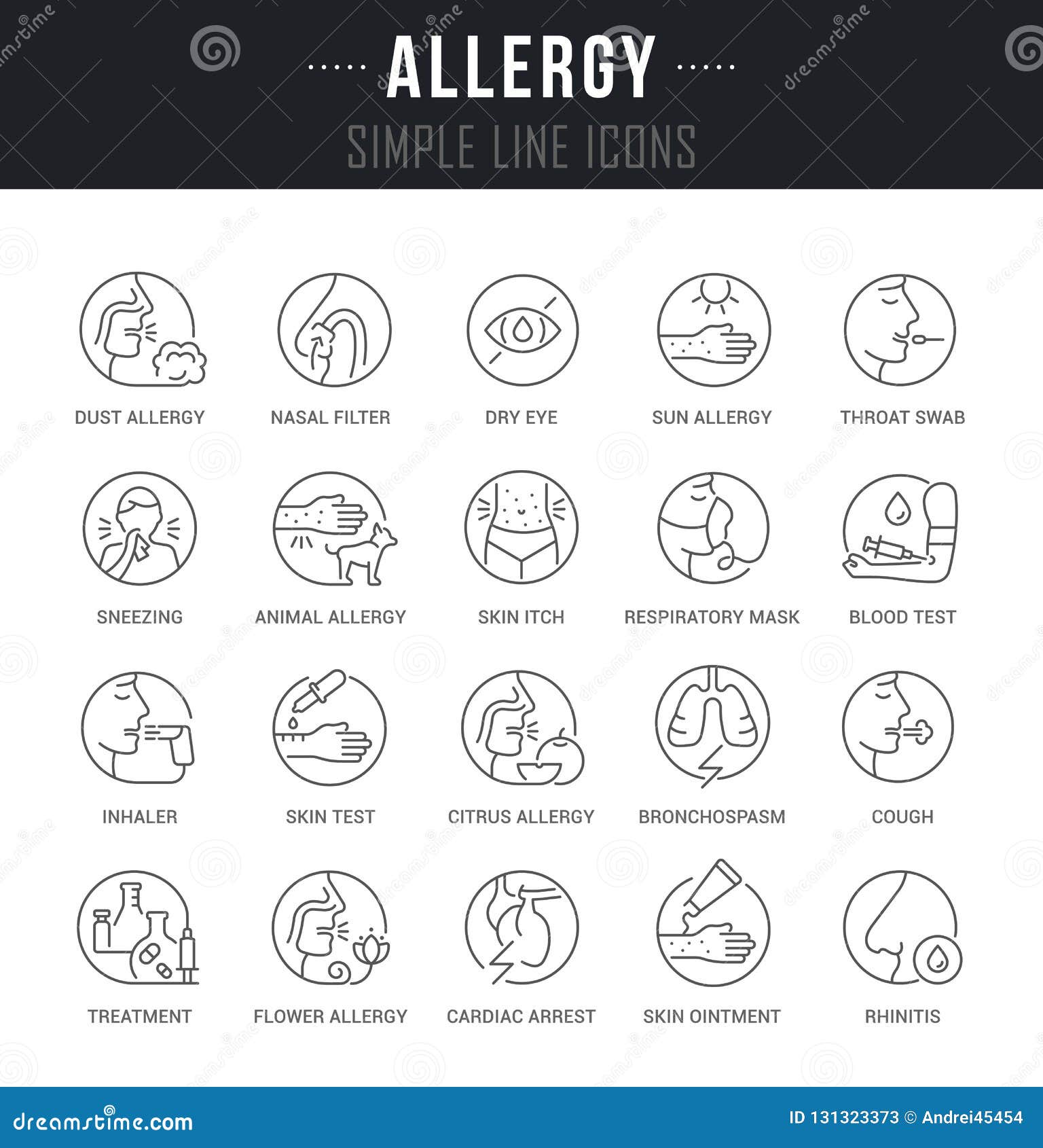 Set Vector Line Icons of Allergy. Stock Illustration - Illustration of ...
