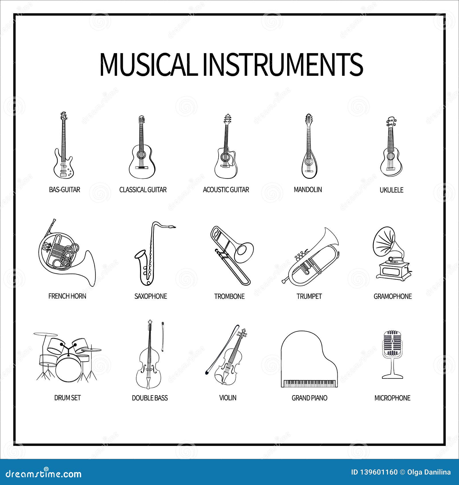 Set of Icons Musical Instruments Stock Vector - Illustration of sound ...