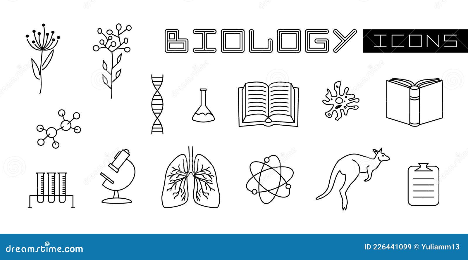 A Set of Linear Isolated Elements for Biology Stock Vector ...