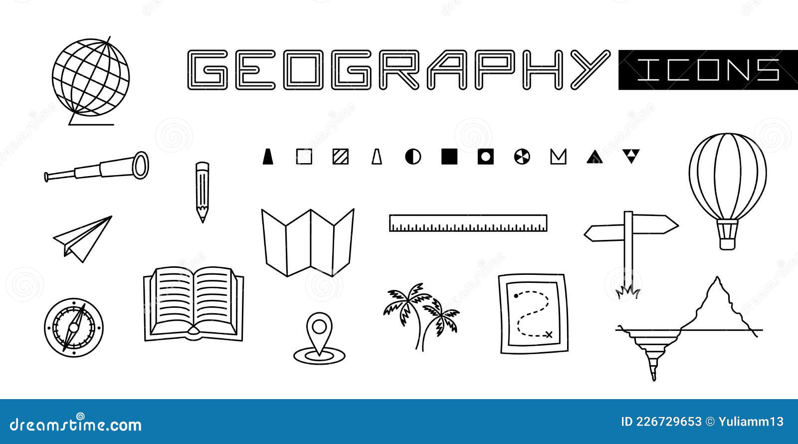A Set of Linear Isolated Elements for Geograph. Mineral Symbols Stock ...