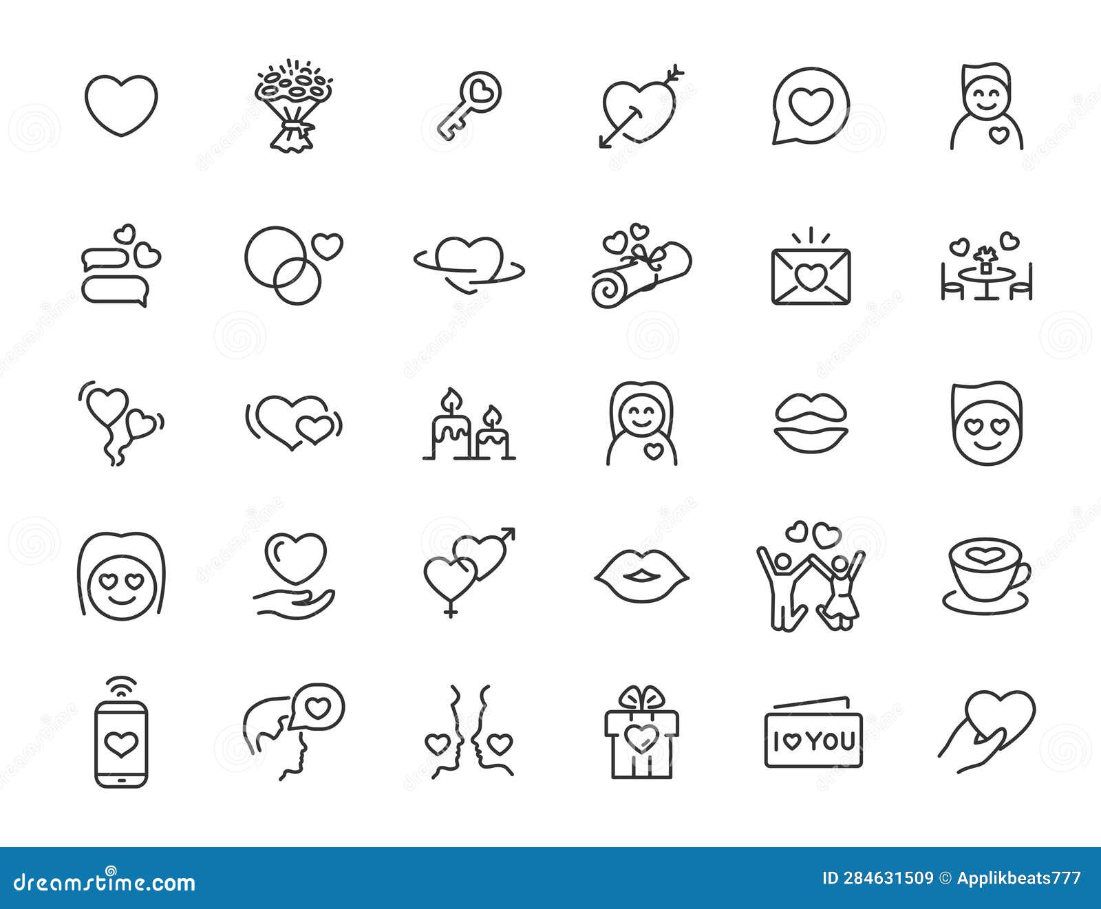 Set of Linear Love Icons. Relationship Icons in Simple Design Stock ...