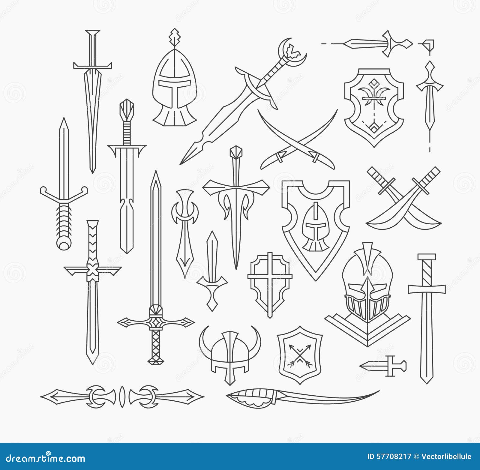 Medieval Weapon Collection. Ancient Weaponry, War And Heraldry Concept ...
