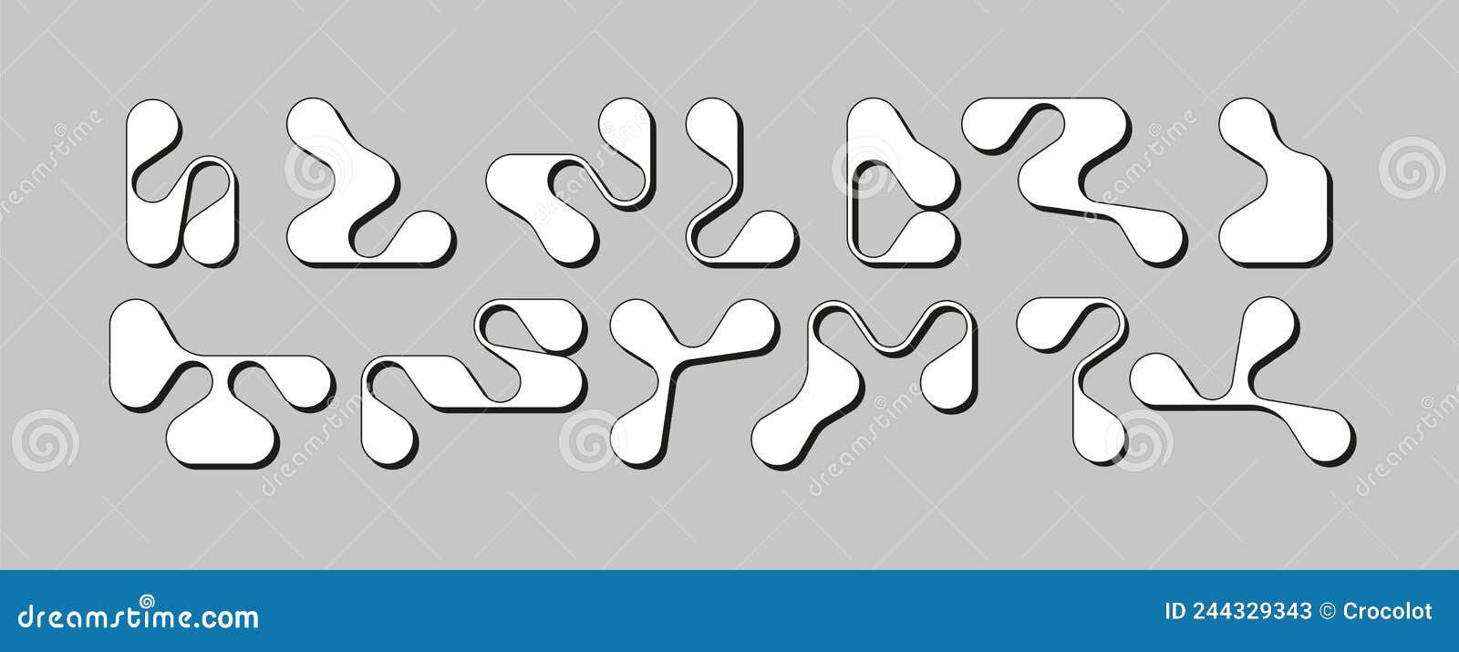 Set of Linear Objects in a Modern Style, the Shape of a Liquid Tear ...