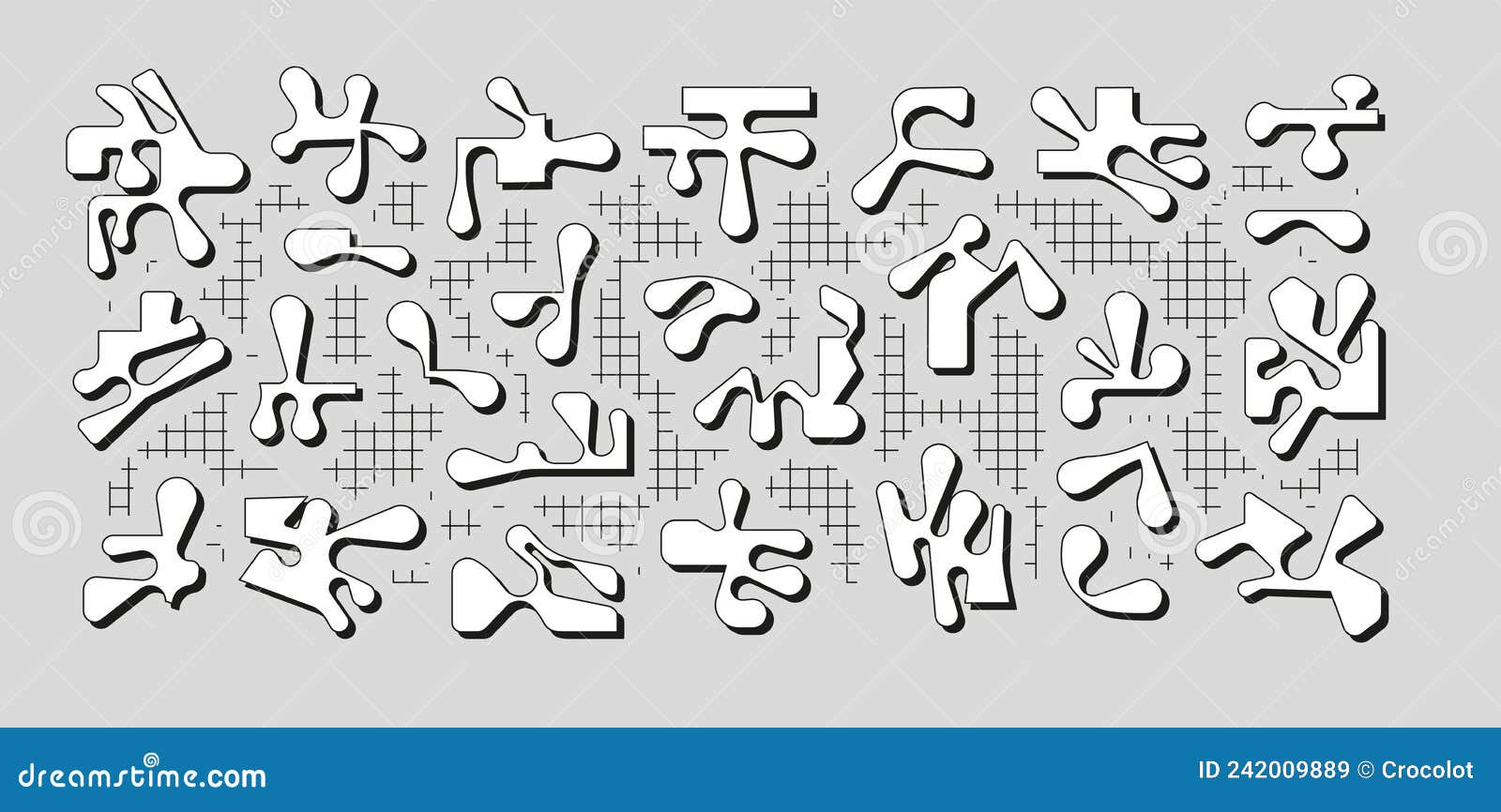 Set of Linear Objects in a Modern Style, the Shape of a Liquid Tear ...