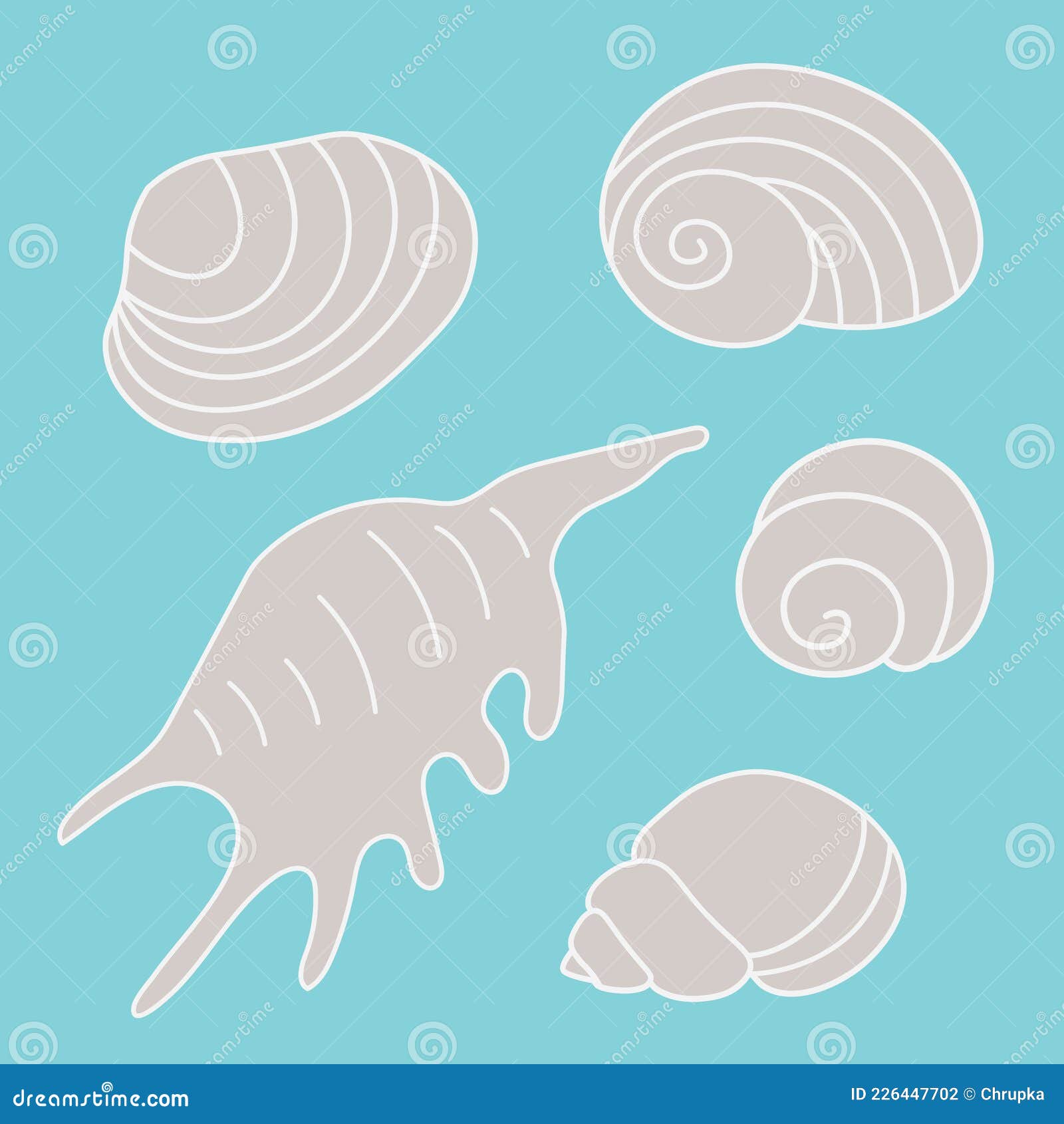 Set of linear shell icons stock vector. Illustration of design - 226447702