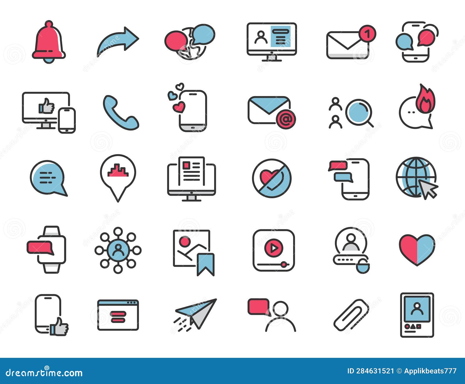 Set of Linear Social Media Icons. Internet Icons in Simple Design Stock ...