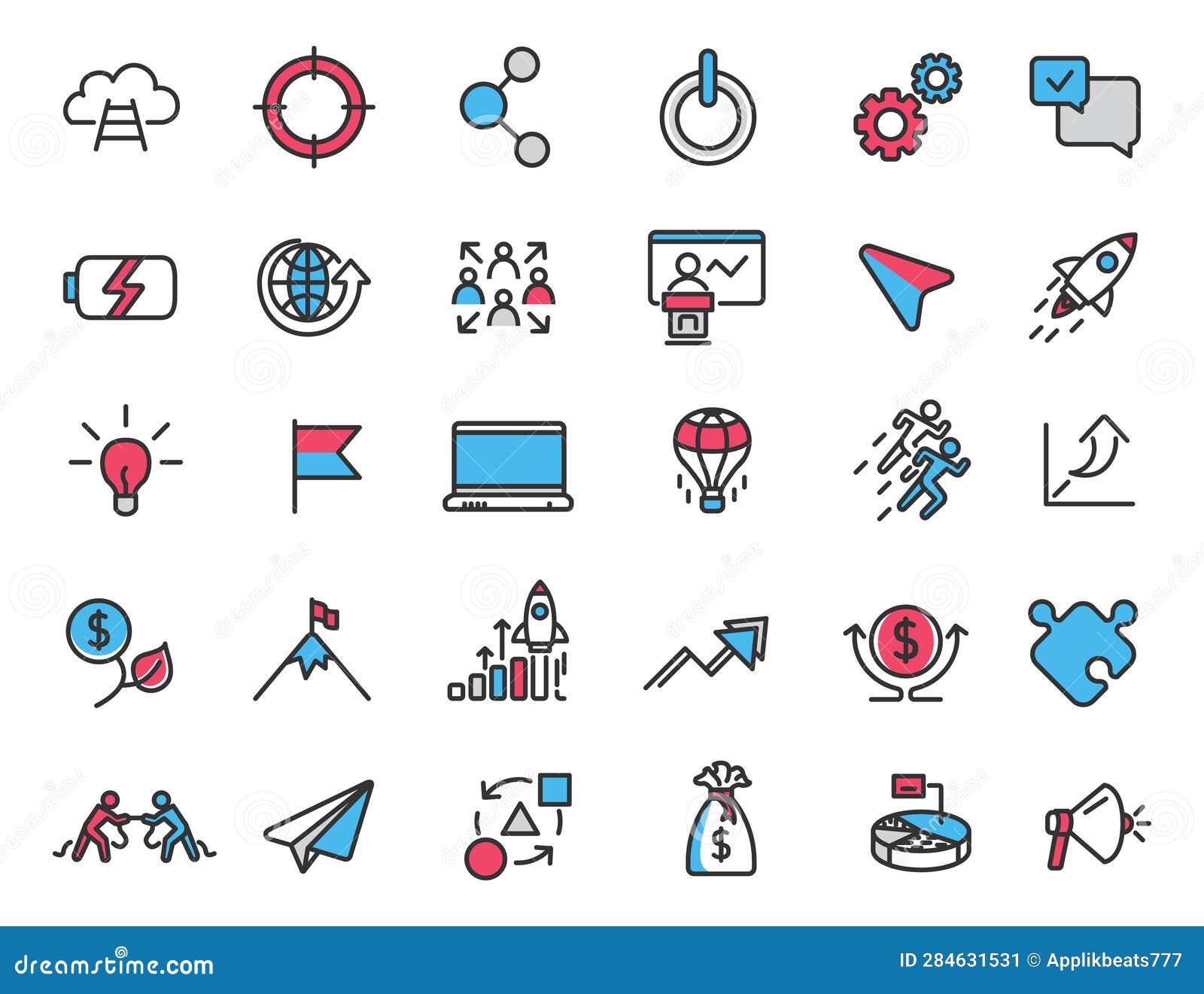 Set of Linear Startup Icons. Career Icons in Simple Design Stock Vector ...