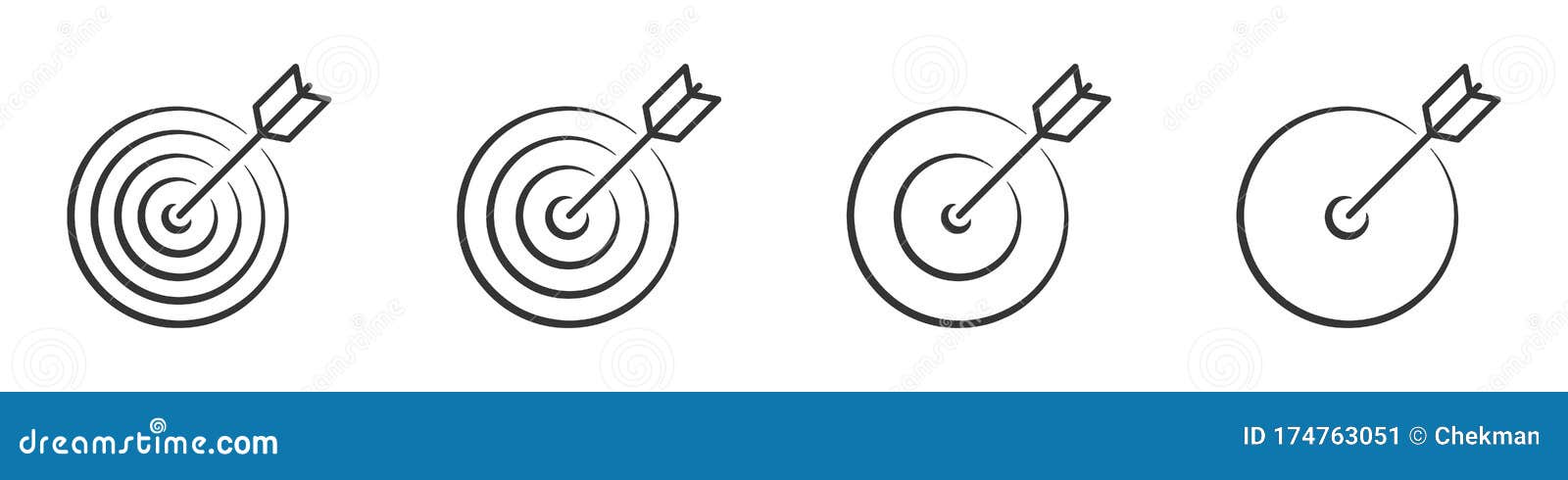 Set of Linear Targets with Arrow. Vector Icons Stock Illustration ...
