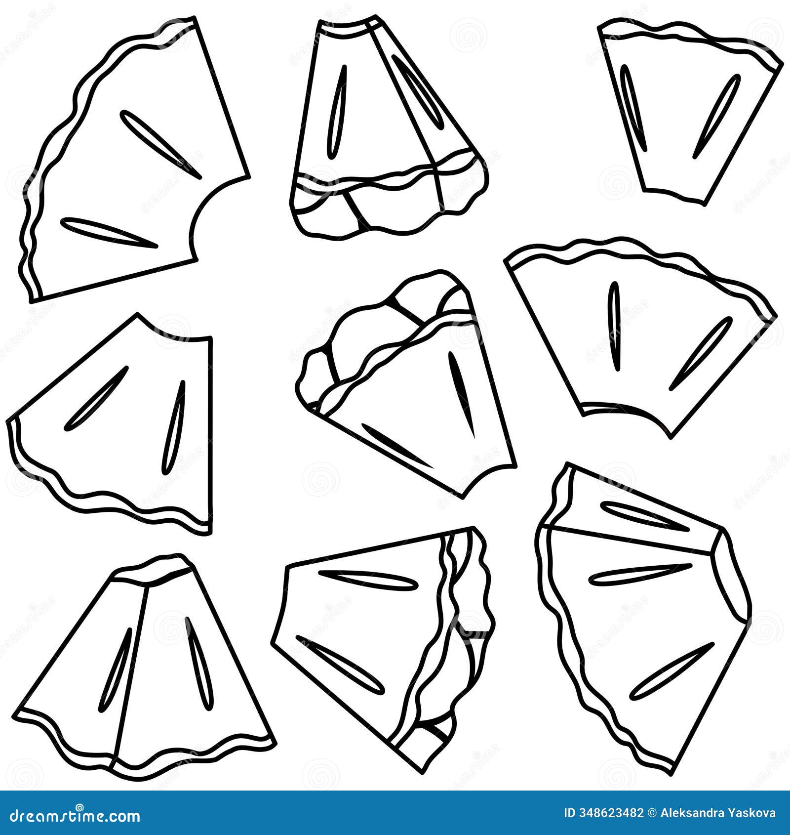 Set Of Lineart Cutted Pineapple Fruit. Pineapple Sections Various ...