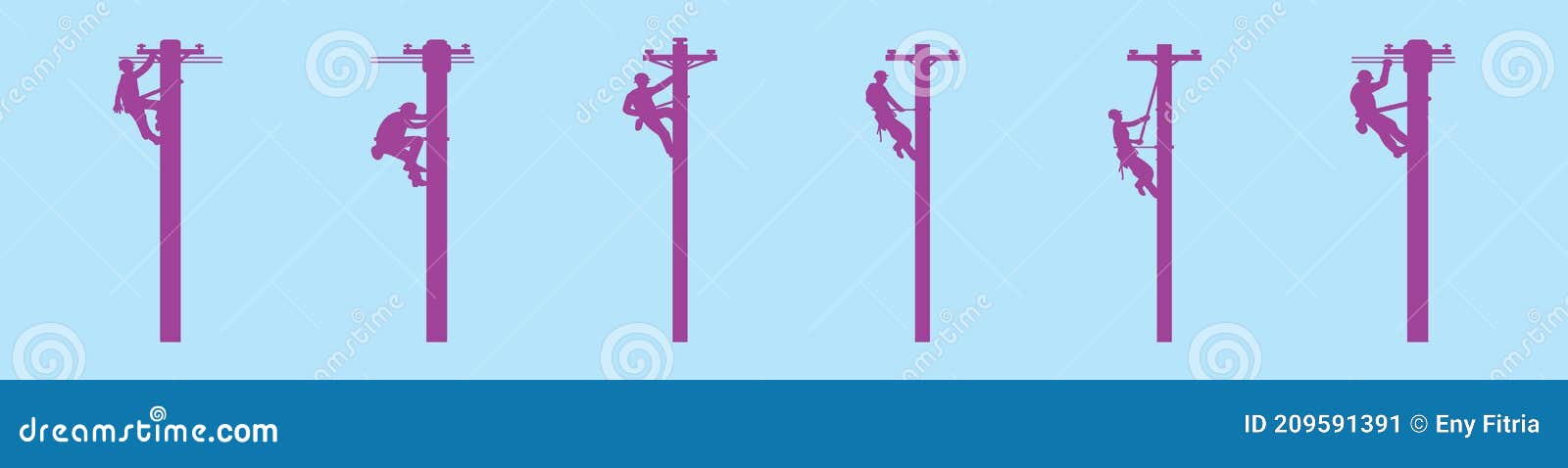 Set of Lineman Cartoon Icon Design Template with Various Models. Vector ...