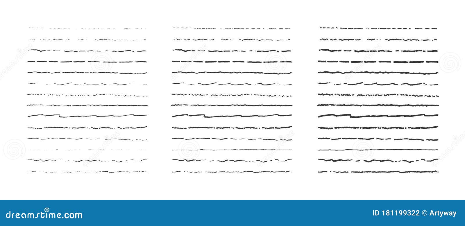 Set Of Different Underlines. Collection Of Underscores Drawn By Hand ...