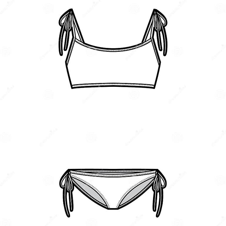 Set Of Lingerie Bra Top And String Bikinis Panties Technical Fashion