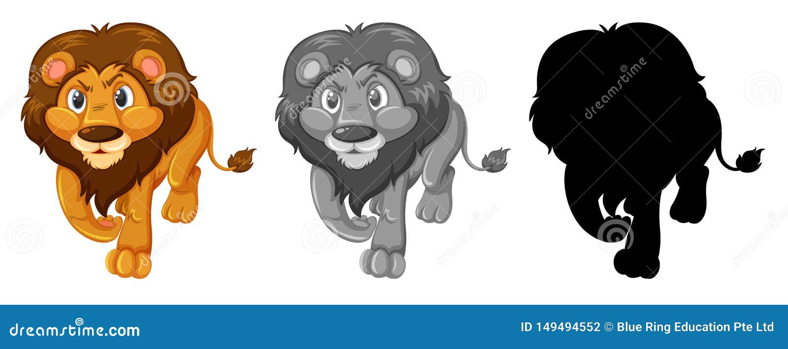 Set of lion character stock vector. Illustration of pack - 149494552