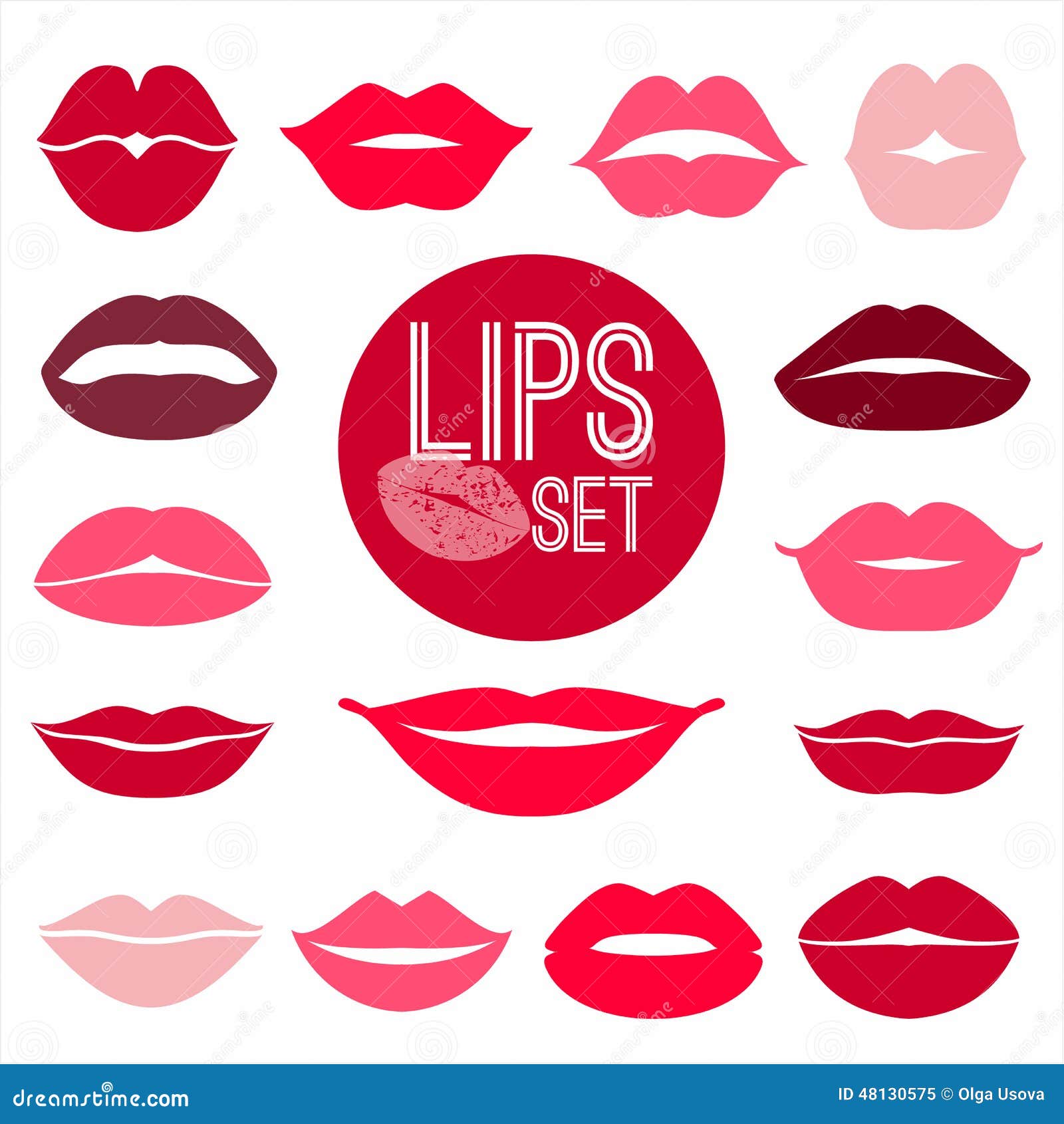 Set of lips. Flat icons. stock vector. Illustration of kiss - 48130575