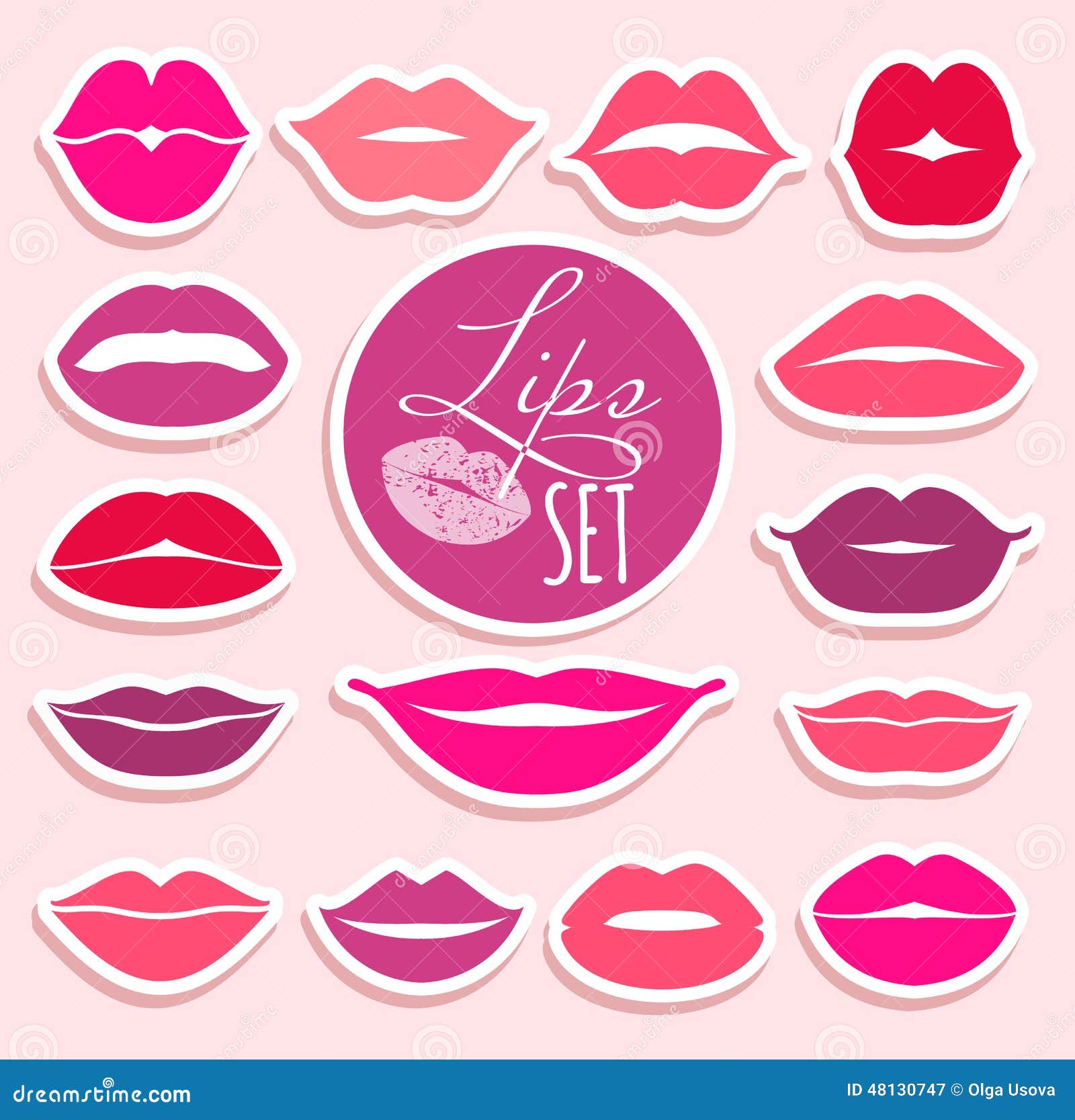 Set of lips. Flat icons. stock vector. Illustration of kiss - 48130747