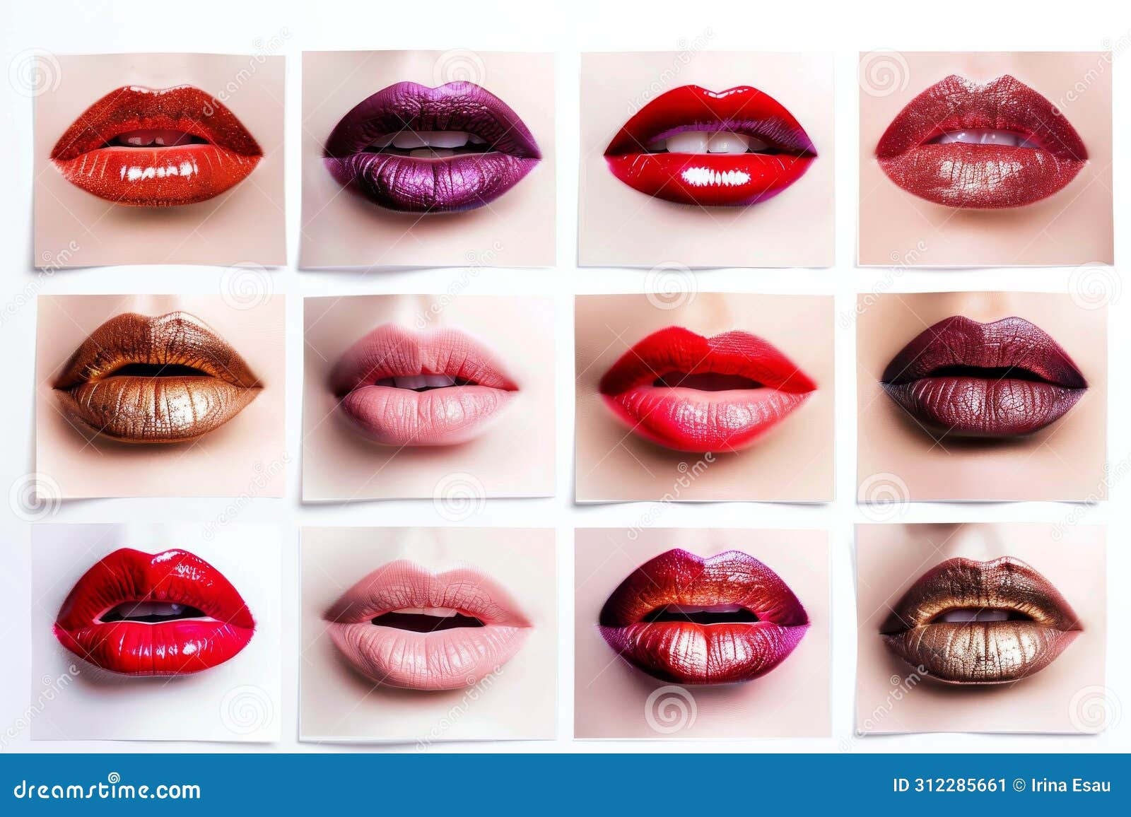 Set of Lips in Various Colors and Textures Stock Image - Image of ...