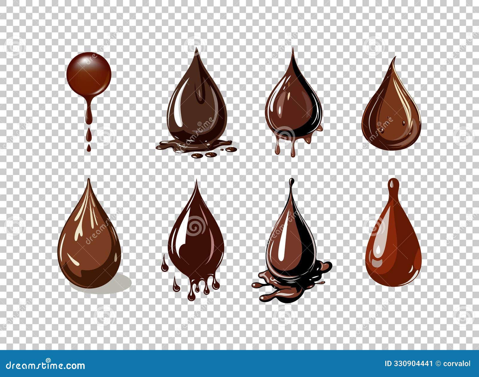 Set of Liquid Chocolate Drops and Blots Isolated on Transparent ...