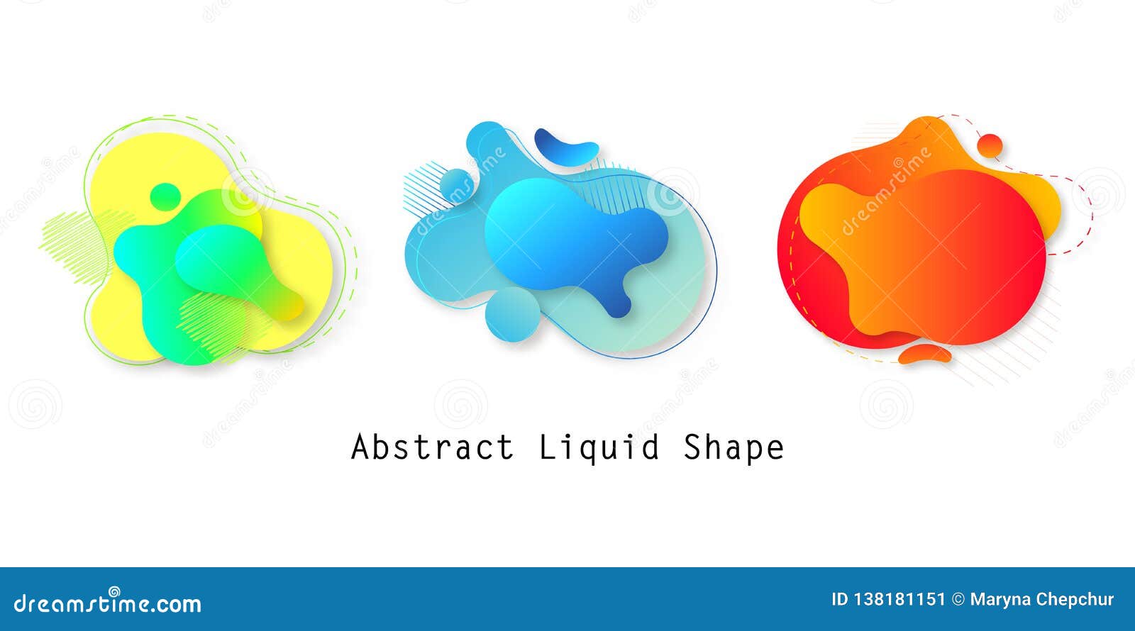 Set of Liquid Color Abstract Geometric Shapes with Geometric Lines ...