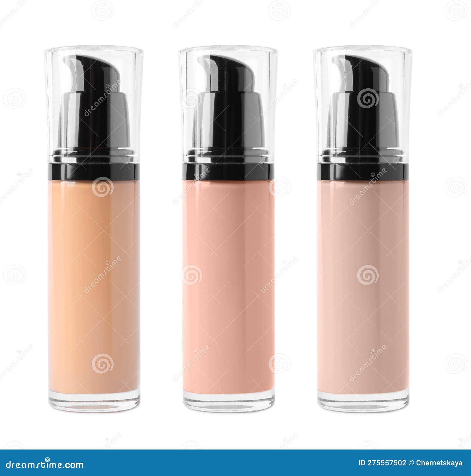 Set of Liquid Foundations in Different Shades Isolated on White Stock ...