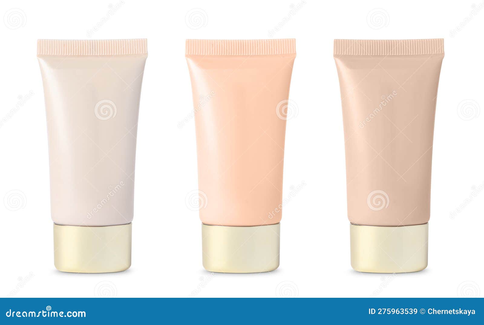 Set of Liquid Foundations in Different Shades Isolated on White Stock ...