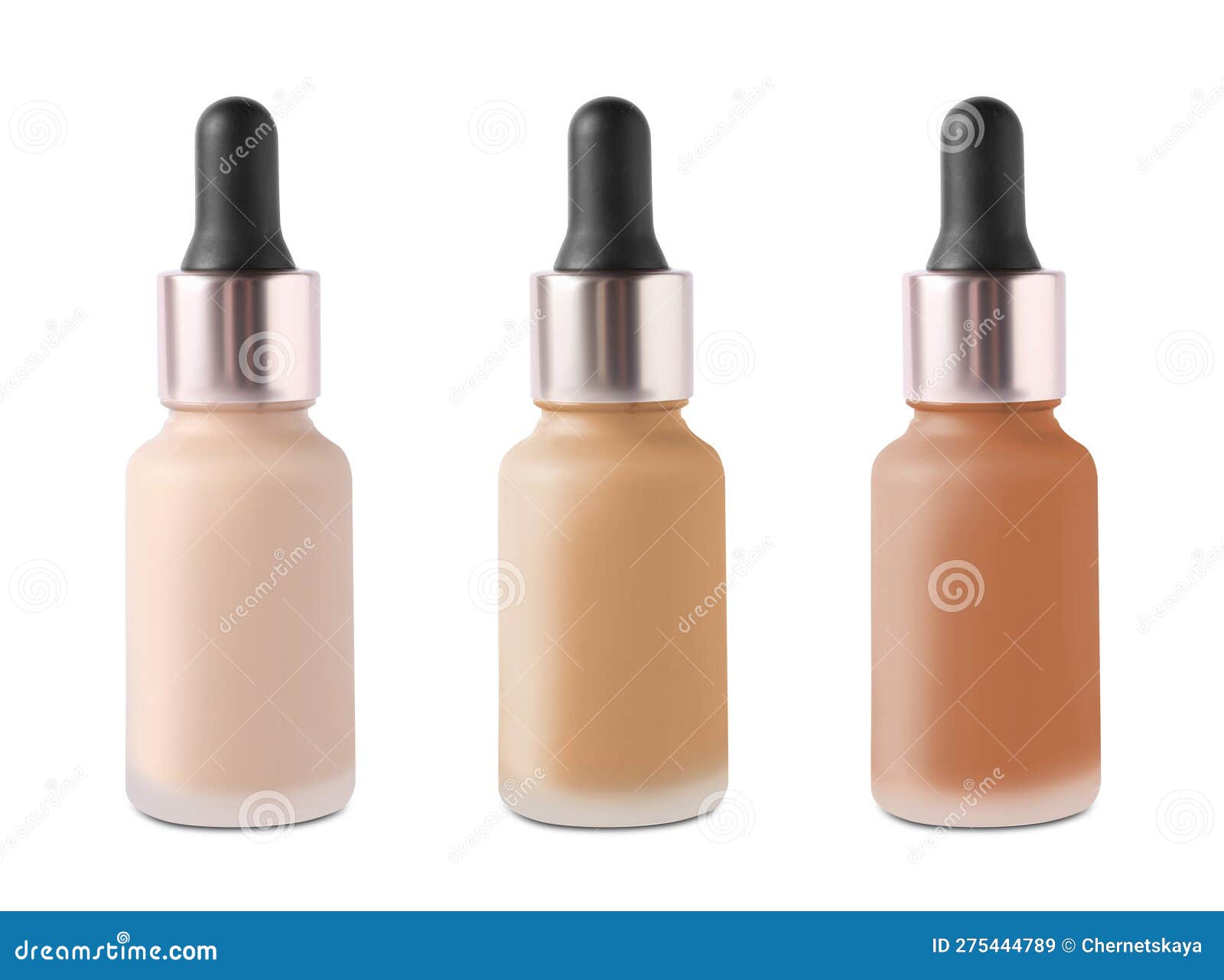 Set of Liquid Foundations in Different Shades Isolated on White Stock ...