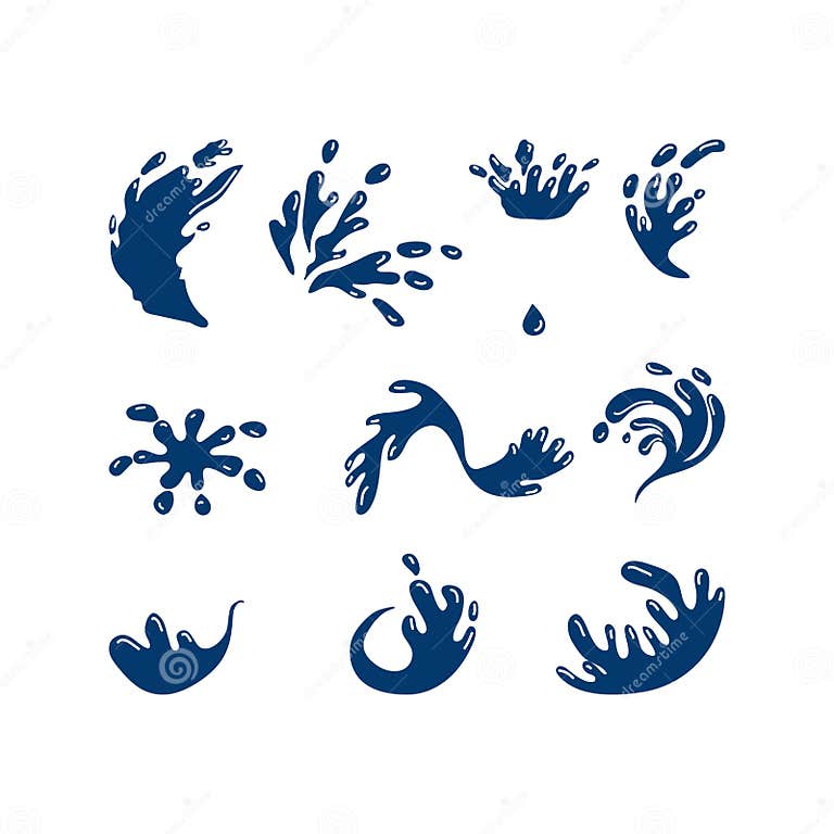 Set of Liquid Water Splash Dripped Icon Illustration Stock Vector ...