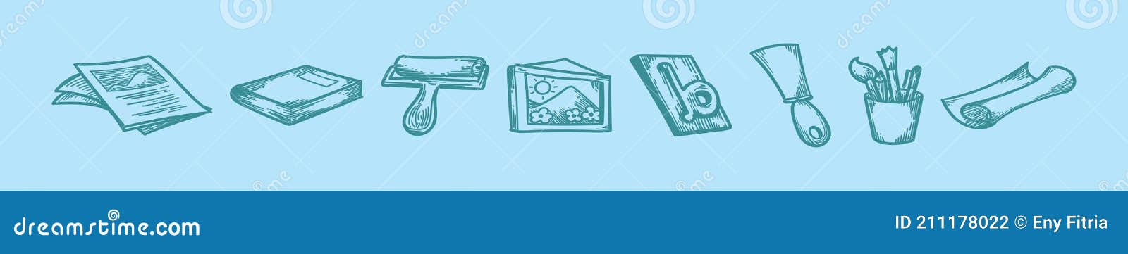 Set of Lithographs Cartoon Icon Design Template with Various Models ...