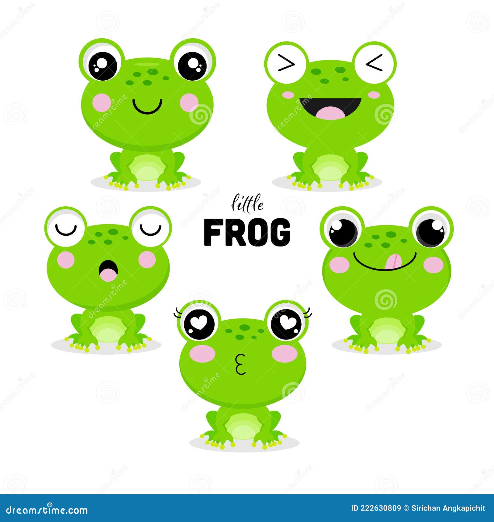 Set of Little Frogs in Cartoon Style Stock Vector - Illustration of ...