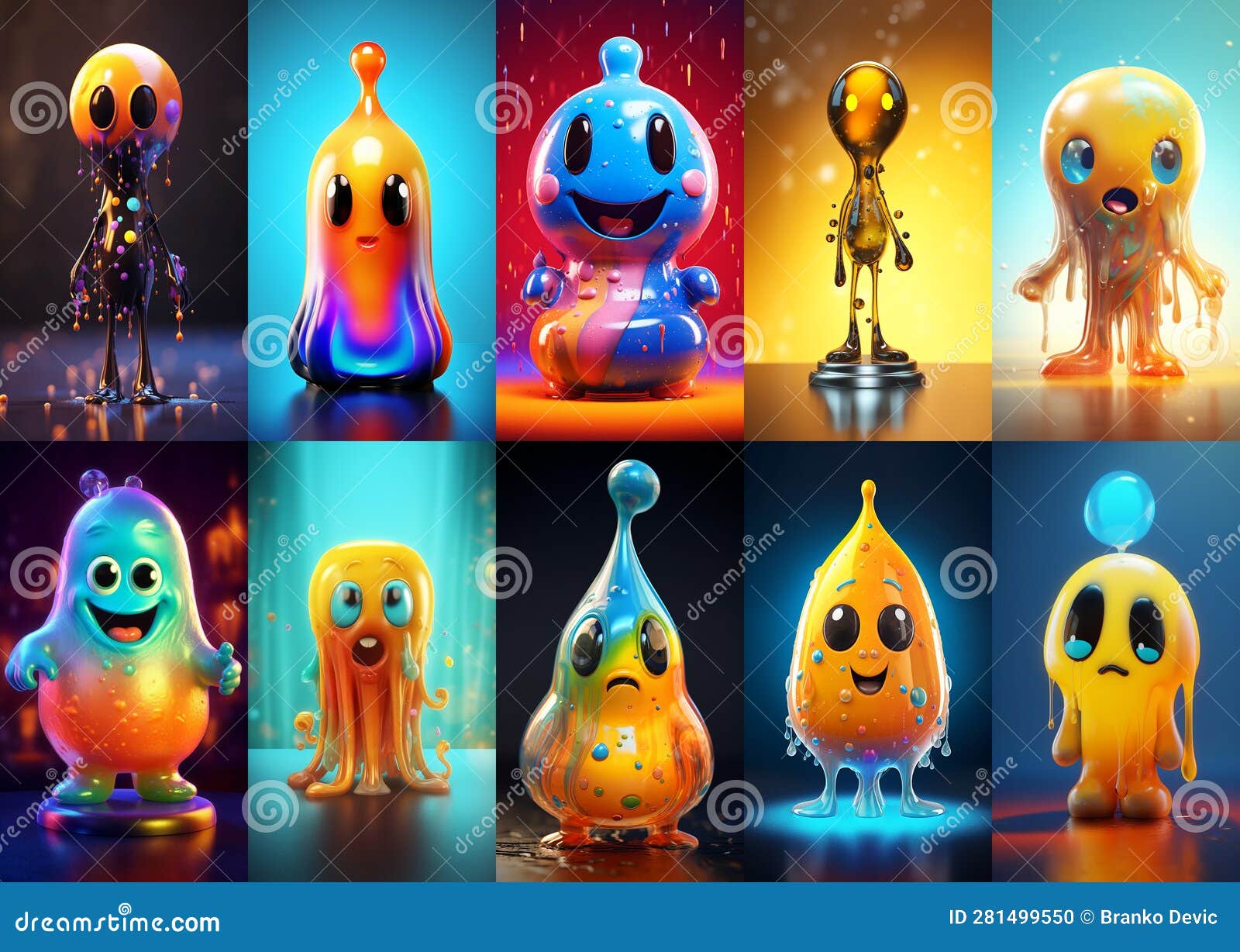 Set of Little Funny Creatures from Different Dimensions Stock Photo ...
