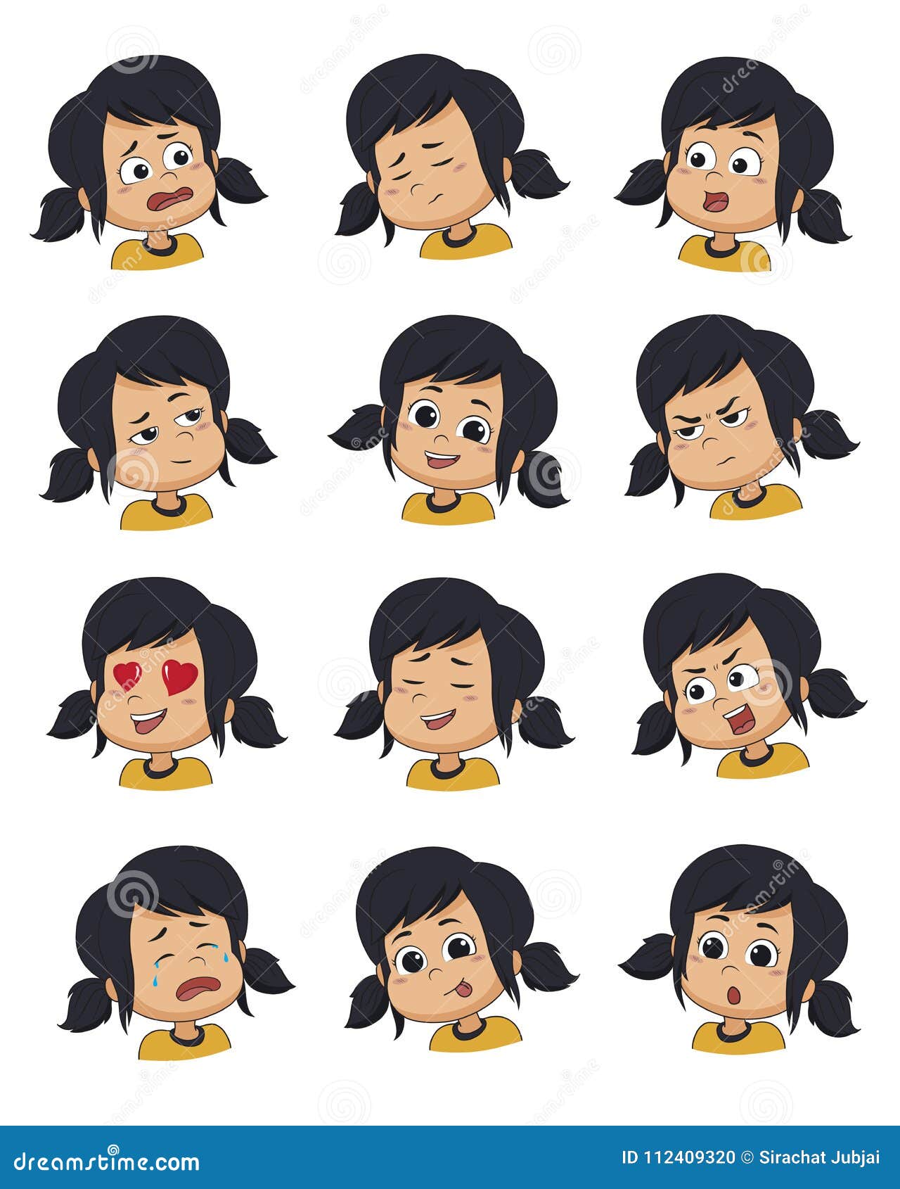 Set of Little Girl Face Expression,vector Illustrations Isolated Stock ... Set of Little Girl Face Expression,vector Illustrations Isolated Stock ...