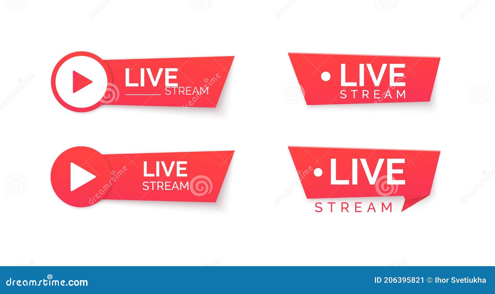 Set of Live Stream Red Icons. Online Streaming Banner Stock Vector ...