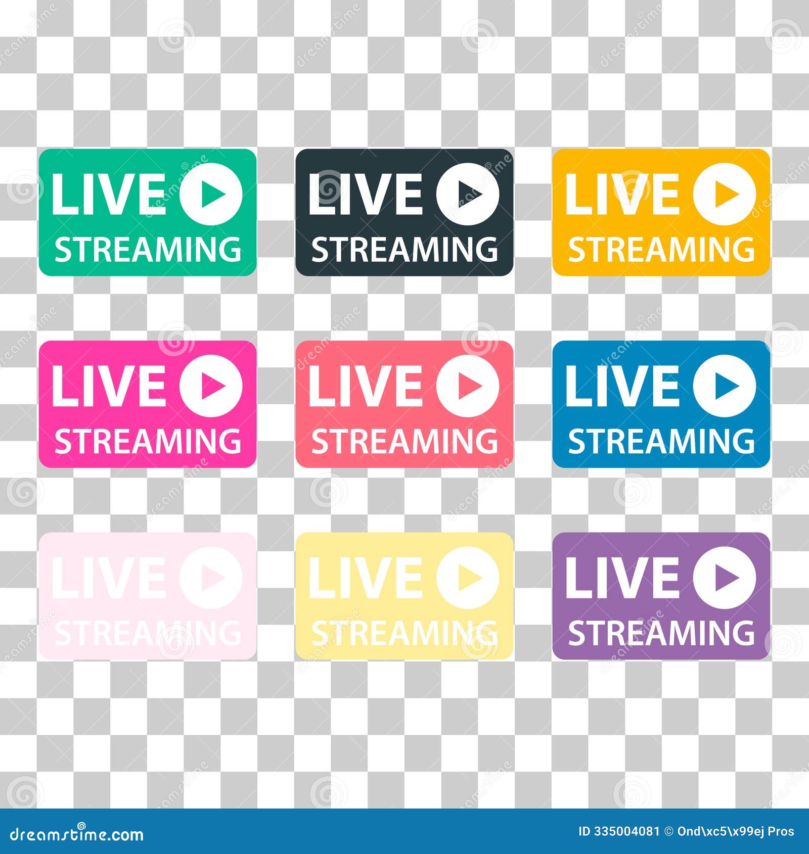 Set of Live Streaming Icon, Stream Button Design, Web Player Vector ...