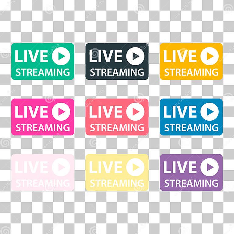 Set of Live Streaming Icon, Stream Button Design, Web Player Vector ...