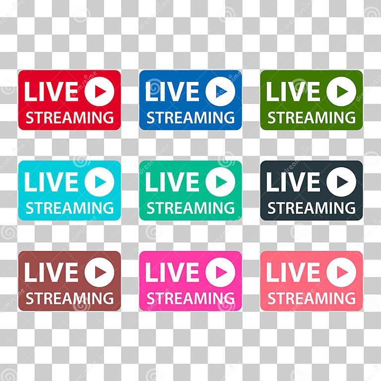 Set of Live Streaming Icon, Stream Button Design, Web Player Vector ...
