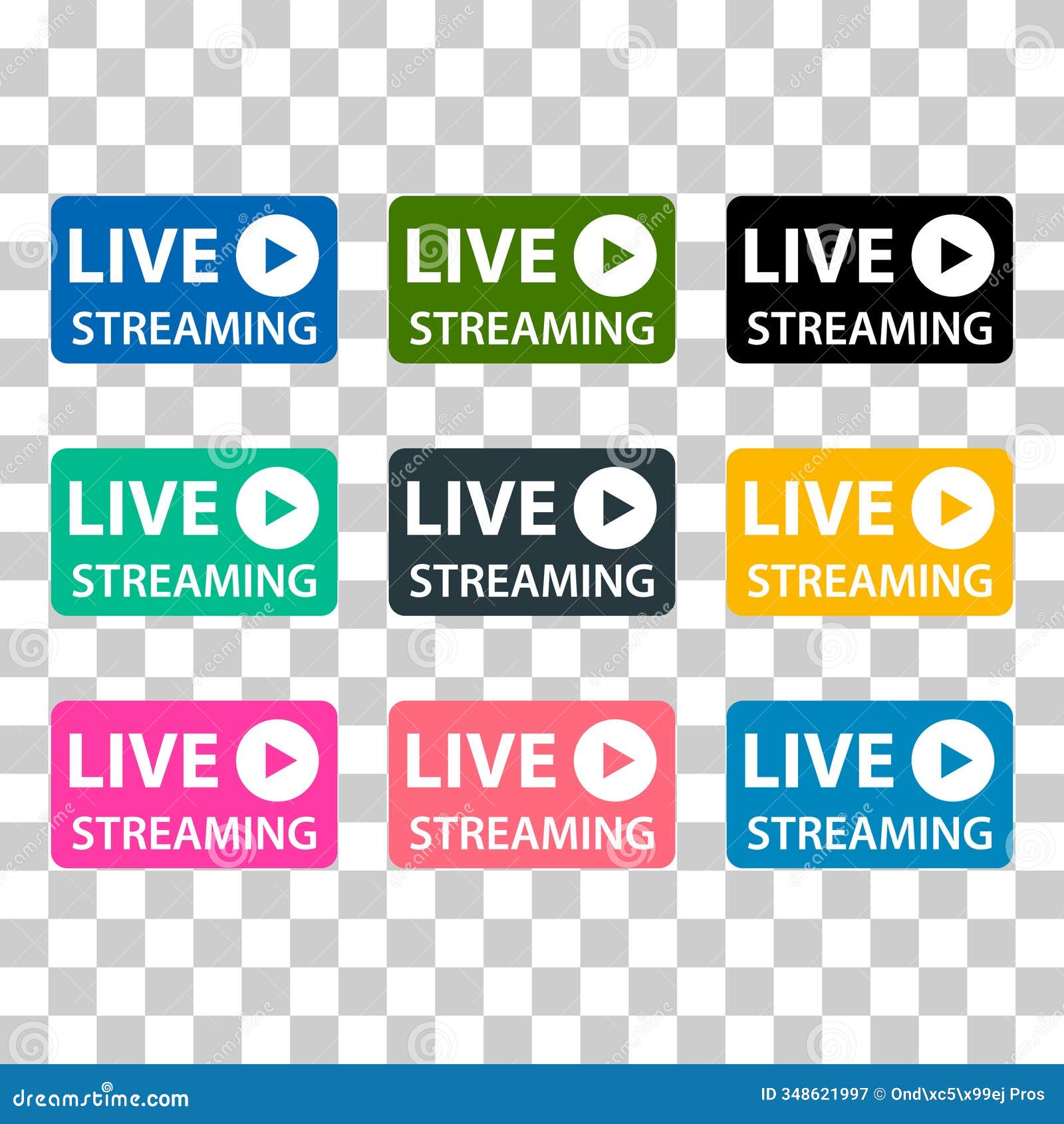 Set of Live Streaming Icon, Stream Button Design, Web Player Vector ...