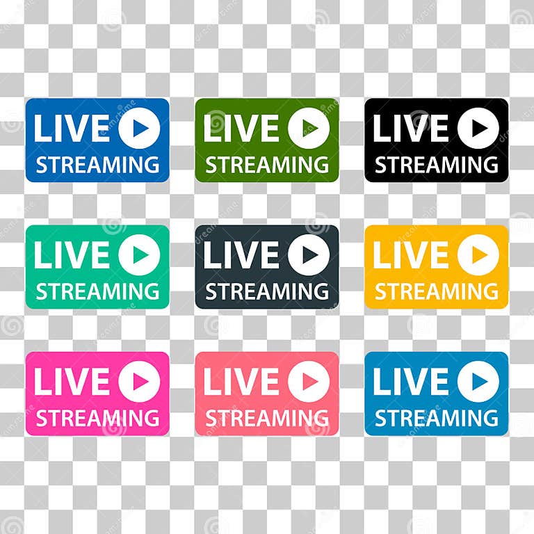 Set of Live Streaming Icon, Stream Button Design, Web Player Vector ...