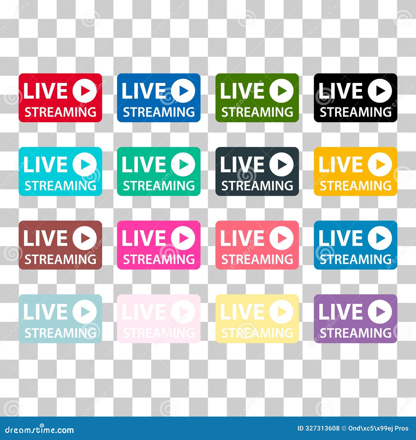 Set of Live Streaming Icon, Stream Button Design, Web Player Vector ...