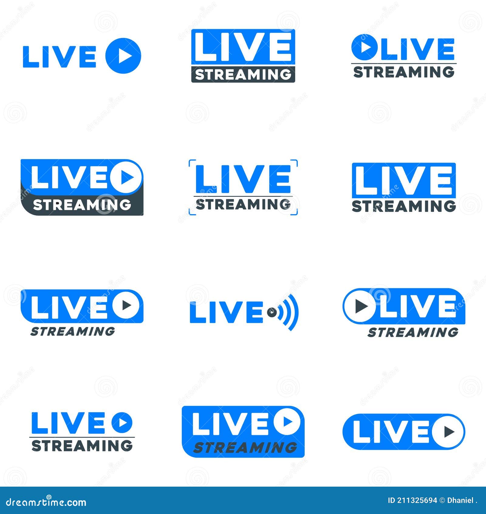 Set of Live Streaming Icons and Video Broadcasting Stock Vector ...