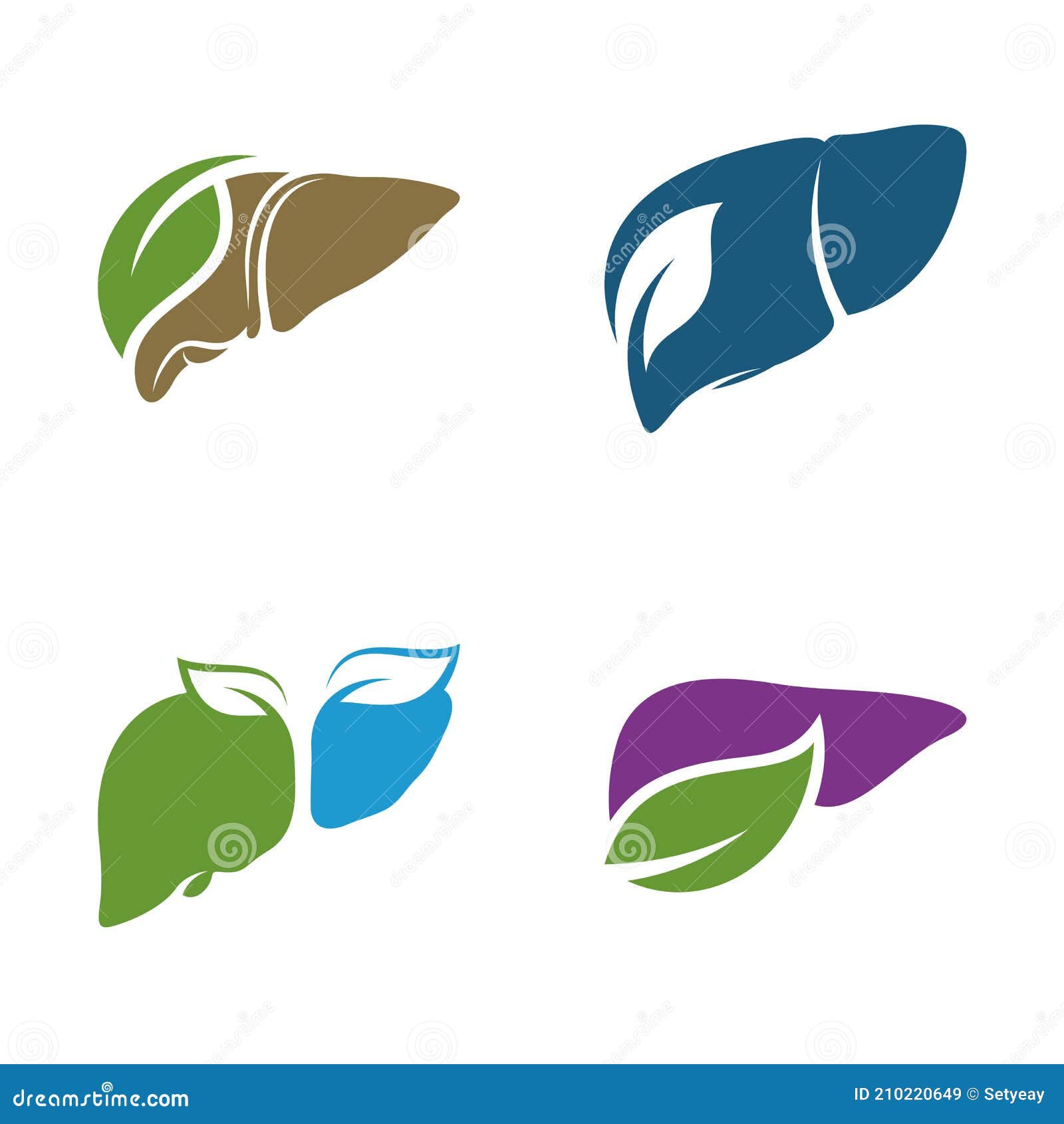 Set of Liver with Leaf Logo Vector Template, Creative Liver Logo Design ...