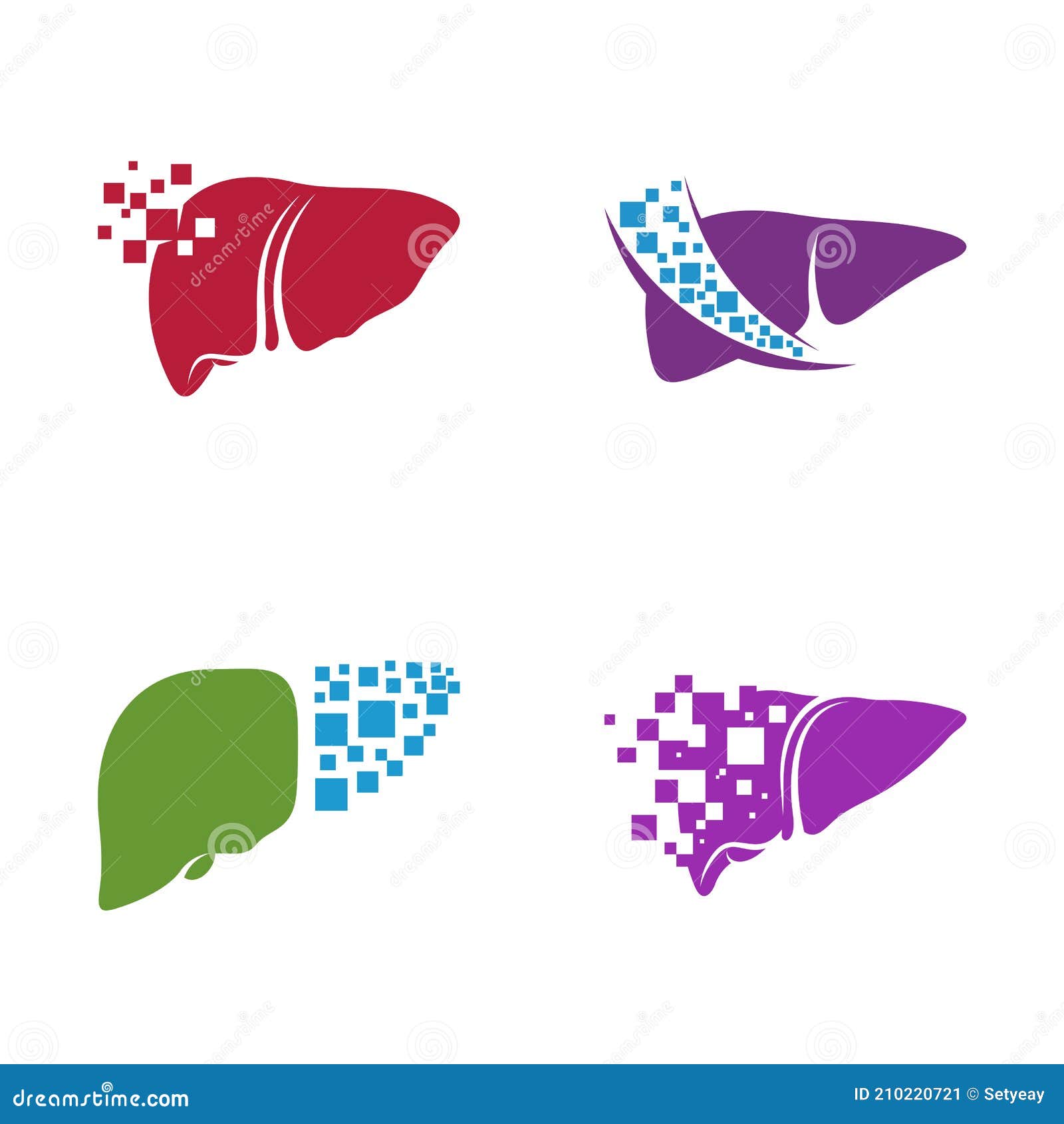 Set of Liver with Pixel Logo Vector Template, Creative Liver Logo ...