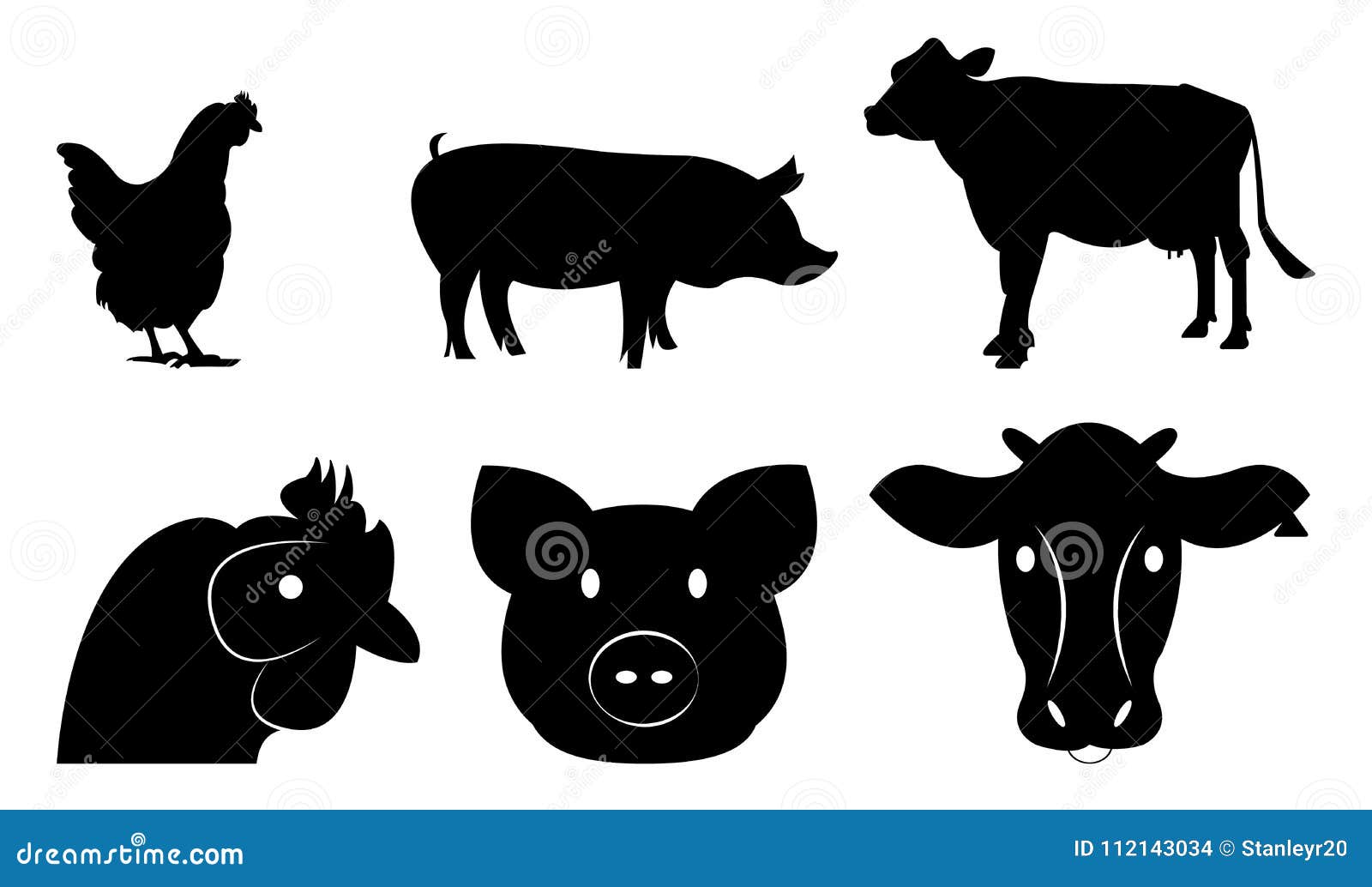 Set of livestock stock vector. Illustration of chicken - 112143034