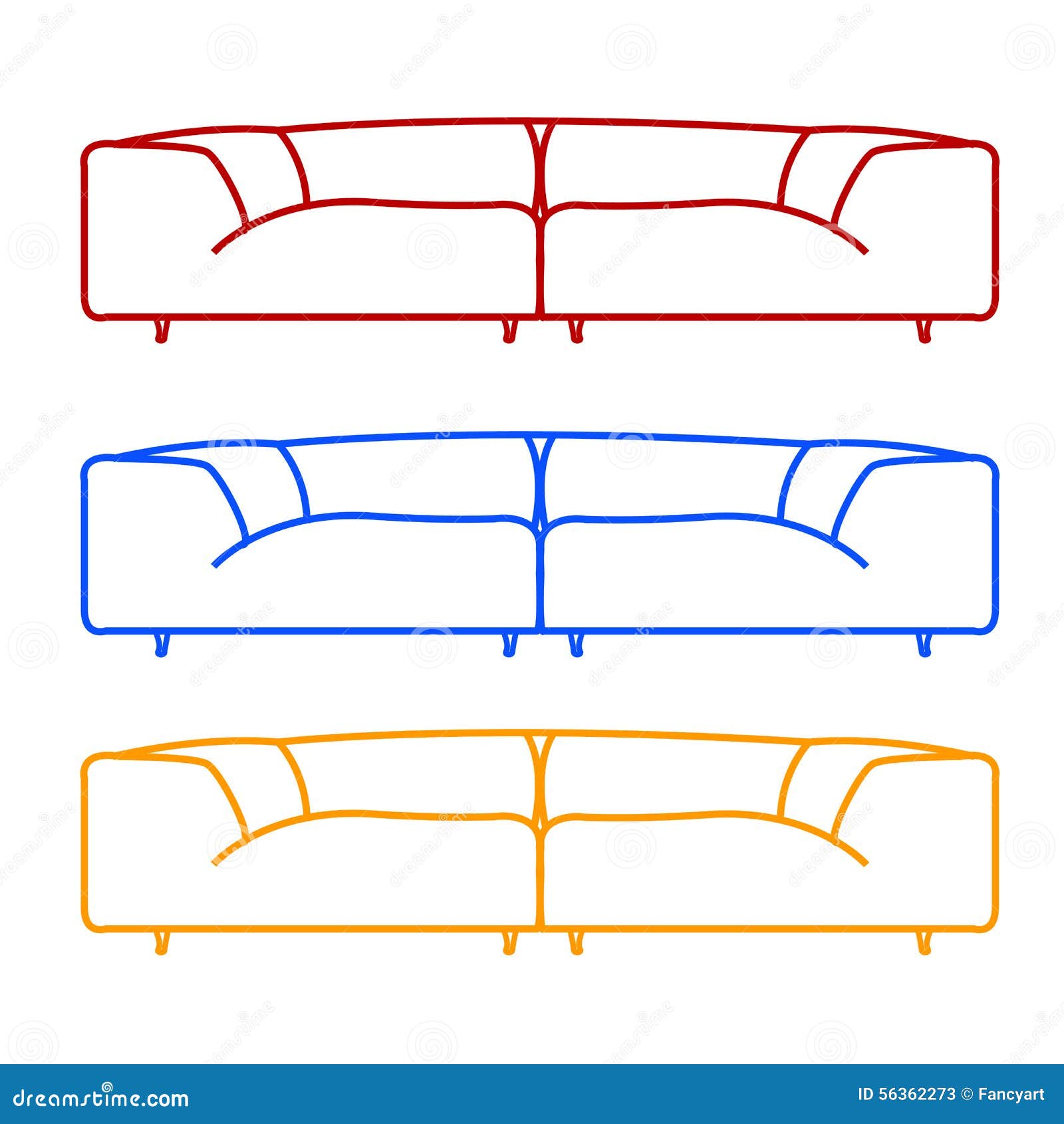 Set of Living Room Modern Sofa Elevation Stock Vector - Illustration of ...